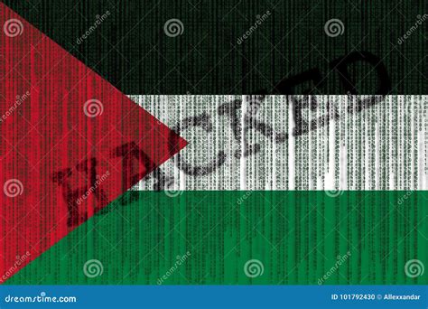 Data Hacked Palestine Flag Palestinian Flag With Binary Code Stock