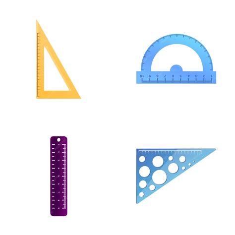 Premium Vector Ruler Icons Set Cartoon Vector Protractor Ruler And Triangle