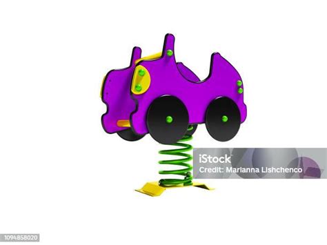 화이트에 아이 3d 렌더링을 위한 봄에 회전 목마 보라색 자동차 배경 그림자 금속에 대한 스톡 사진 및 기타 이미지 금속 나선형 놀이 Istock