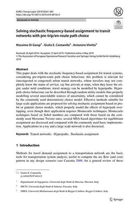 Pdf Solving Stochastic Frequency Based Assignment To Transit Networks