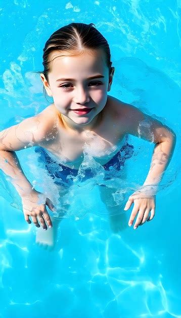 Girl Swimming In Pool Premium Ai Generated Image