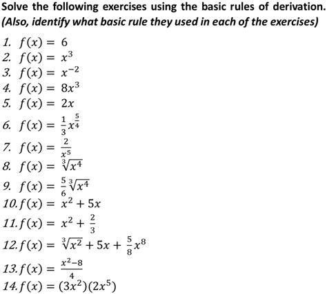 SOLVED Derivatives Using The Derivation Rules Solve The Following Exercises Using The Basic