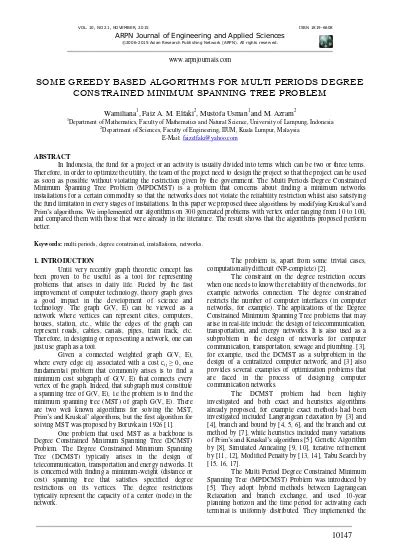 10147 Some Greedy Based Algorithms For Multi Periods Degree Constrained