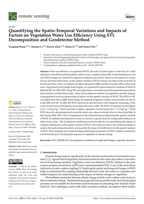 Pdf Quantifying The Spatio Temporal Variations And Impacts Of Factors