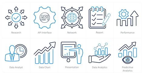 Premium Vector A Set Of 10 Data Analytics Icons As Research Api