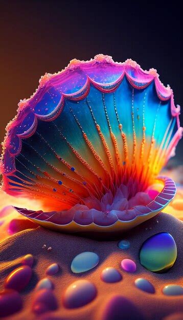 Premium Ai Image A Colorful Shell With A Rainbow Colored Pattern