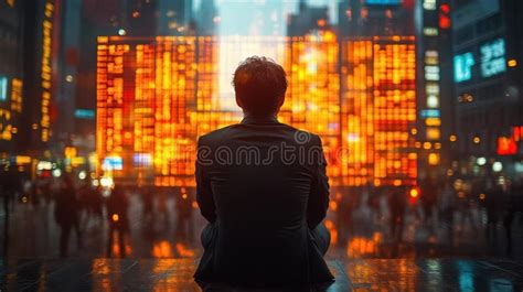Back Of View Serious Businessman Trader Analyst Stock Illustration