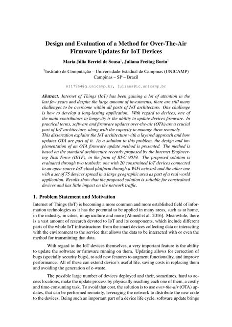 Pdf Design And Evaluation Of A Method For Over The Air Firmware