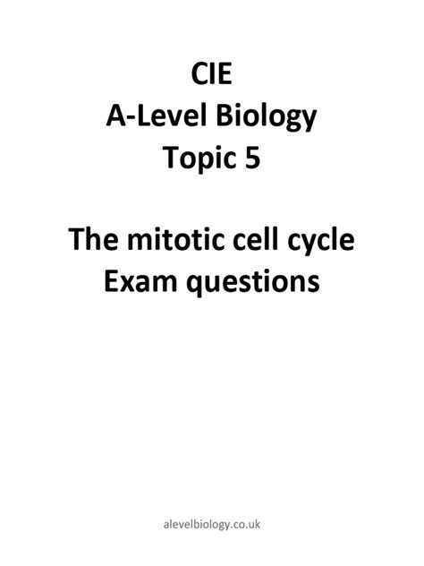 The Mitotic Cell Cycle Exam Questions Pdf Mitosis Chromosome