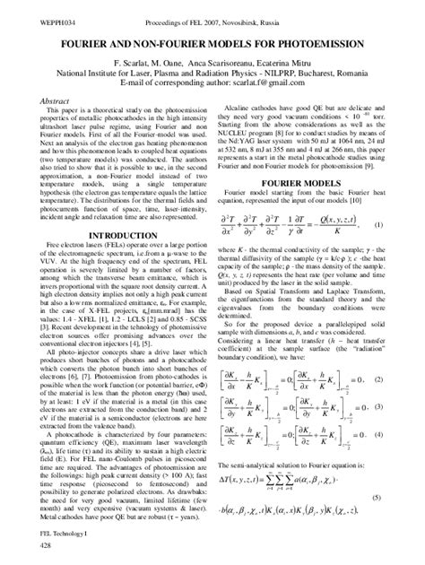 Pdf Fourier And Non Fourier Models For Photoemission