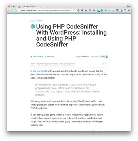 Installing Php Codesniffer With Wordpress Tom Mcfarlin Php Engrish