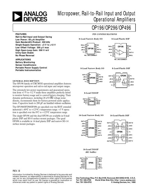 Data Sheet Amplifier Operational Amplifier