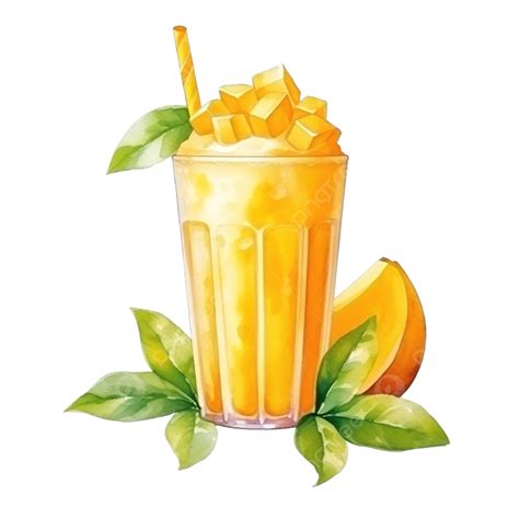 아이스 망고 주스 수채화 망고 메뉴 망고 주스 배경 Png 일러스트 및 이미지 에 대한 무료 다운로드 Pngtree