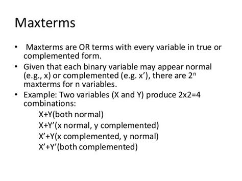 Sop Pos Minterm And Maxterm