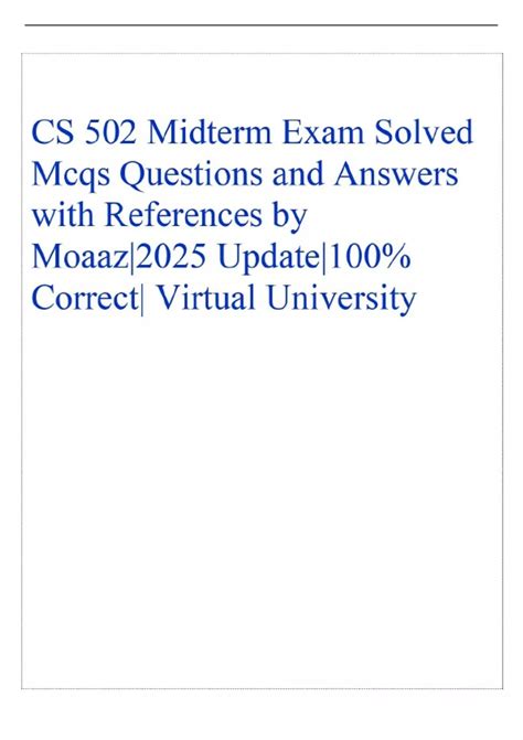 Cs 502 Midterm Exam Solved Mcqs Questions And Answers With References