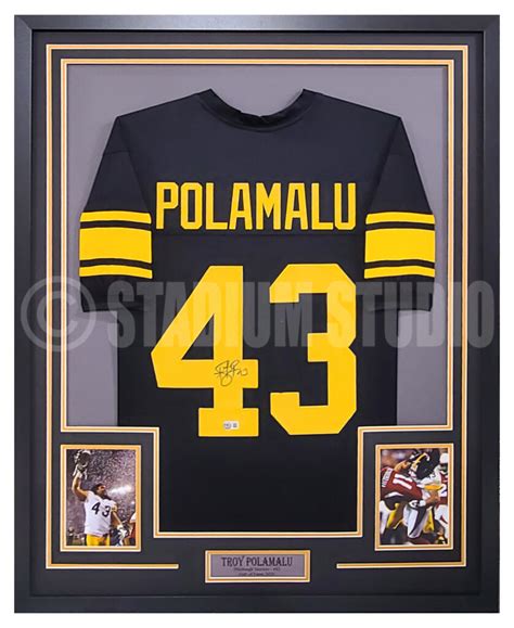 Troy Polamalu Autographed Framed Steelers Black Jersey The Stadium Studio