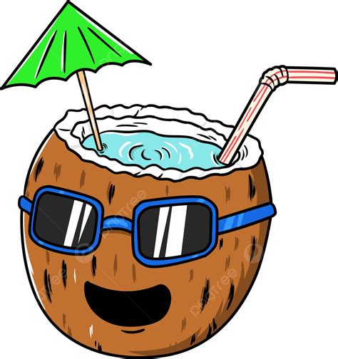 재미있는 미소 코코넛 벡터 코코넛 만화 마시다 Png 일러스트 및 벡터 에 대한 무료 다운로드 Pngtree