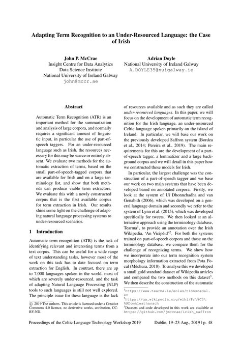 Pdf Adapting Term Recognition To An Under Resourced Language The Case Of Irish