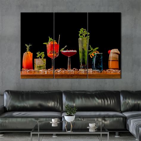 ᐉ Настінний декор Яскраві коктейлі на чорному тлі 78x48 см A251 3 • Краща ціна в Києві