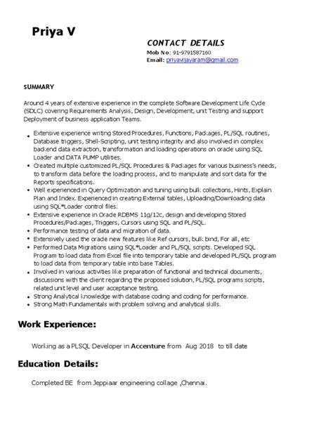 priya v plsql dev conneqt pdf pl sql databases