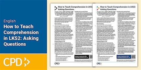 How To Teach Comprehension In Lks2 Asking Questions