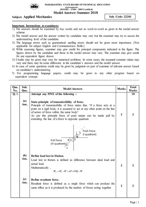 22203 Model Answer Paper Summer 2018 Autonomous Is Oiec 27001 2005 Certified Model
