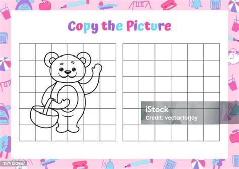 그림을 복사합니다 아이들을위한 그리기 활동 미취학 아동을위한 교육 게임 벡터 일러스트레이션 개발에 대한 스톡 벡터 아트 및 기타