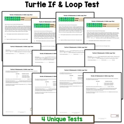 Turtle If Statements And While Loop Test Editable Resource Package