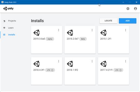 how do i update existing unity installs through unity hub unity