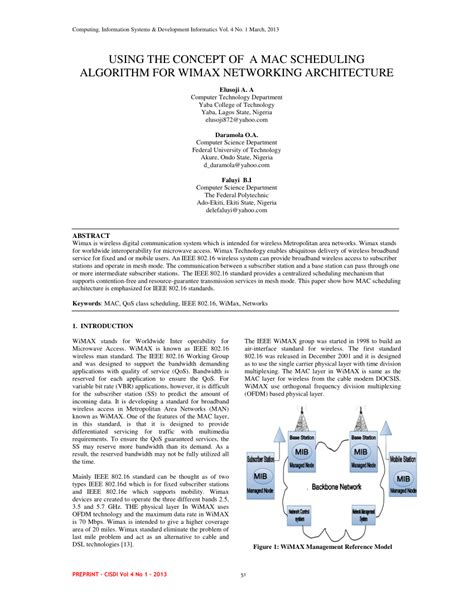 pdf using the concept of a mac scheduling algorithm for wimax networking architecture