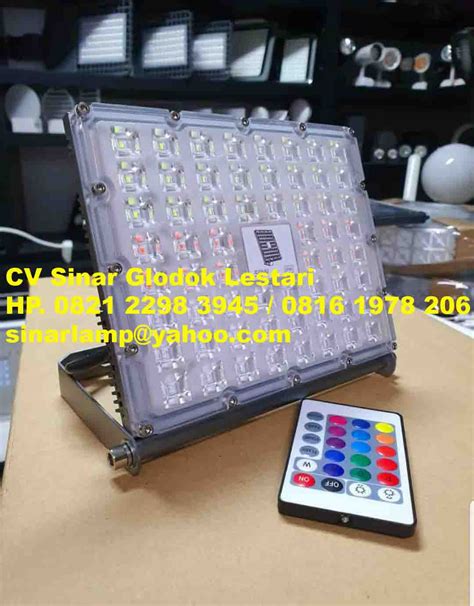 Lampu Sorot LED Outdoor RGB 50 Watt Remote Control