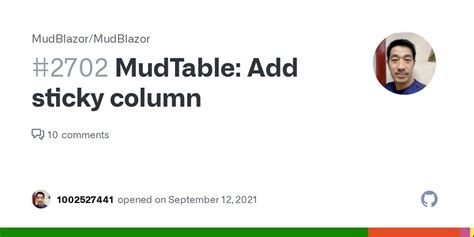 mudtable add sticky column · issue 2702 · mudblazor mudblazor · github