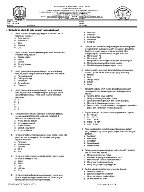 Template Soal Pdf
