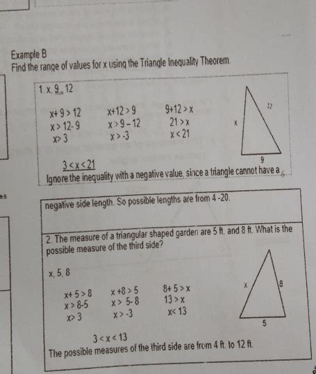 solved example b find the range of values for x using the triangle