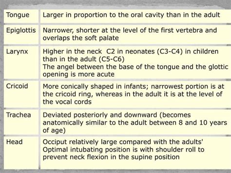 Pediatric Airway Chart