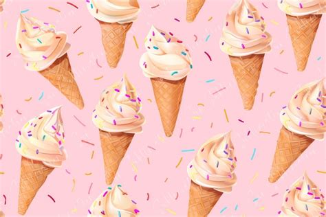 Sweet Vanilla Ice Cream Cones Pattern Graphic By Sun Sublimation