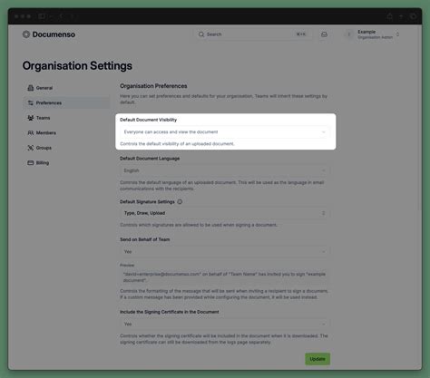 Document Visibility Documenso Docs