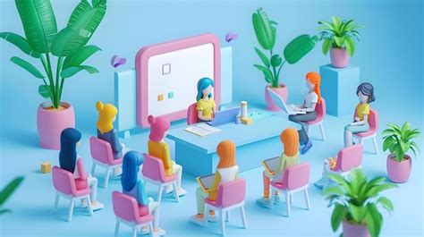 Isometric 3d Cute Icon Women In Tech Mentorship Program Concept Technology Company Launches