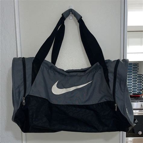 Nike Bags Nike Large Black And Gray Duffel Bag With White Swoosh
