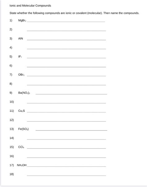 Solved Ionic And Molecular Compounds State Whether The Chegg Com