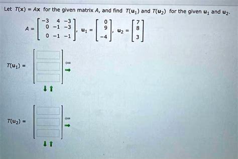 solved let t x ax for the given matrix a and find t u and t uz
