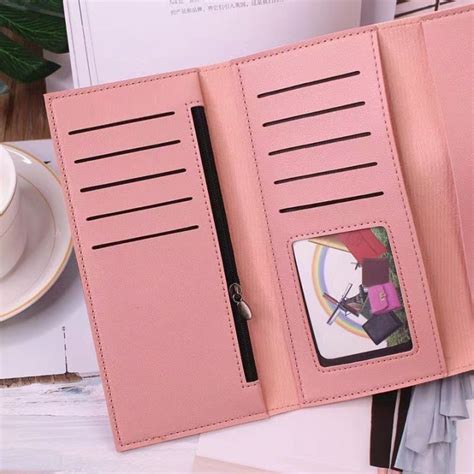Womens Pu Wallet Long Style Three Fold Flip Korean Version Small Fresh