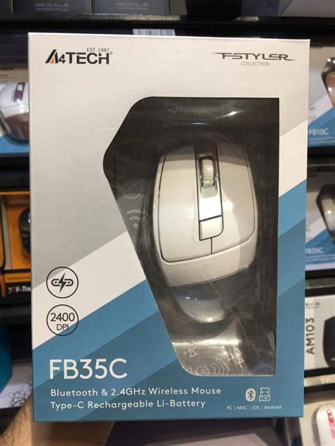 A4Tech Fstyler FB35C Rechargeable Bluetooth 2 4G Wireless Mouse Icy White Computers Tech