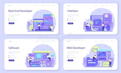 Back End Development Web Banner Or Landing Page Set Software