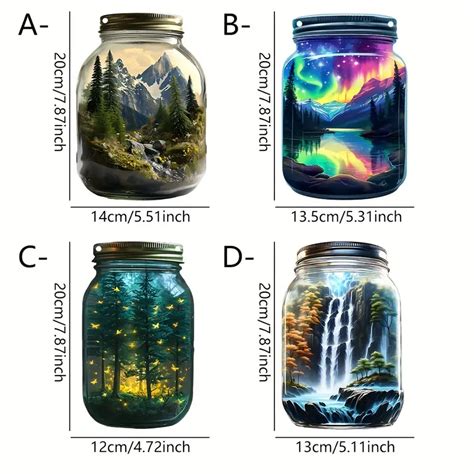 아트 데코 아크릴 메이슨 자 페인팅 장식 판타지 테마 가정 및 벽 장식에 적합 오로라 산악 풍경 및 폭포 이 Temu