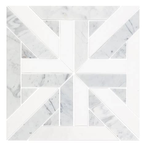 Thassos And Bianco Waterjet Karo Mosaic Tile Schillings
