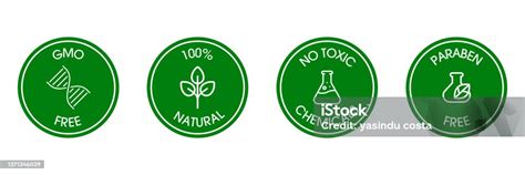 Gmofree 100 천연 독성 화학 물질 없음 파라벤 프리 아이콘 벡터 일러스트 레이 션 파라벤 프리에 대한 스톡 벡터 아트 및 기타 이미지 Istock