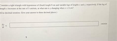 solved consider a right triangle with hypotenuse of fixed