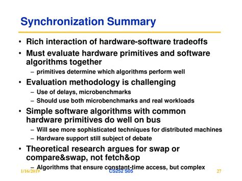 Hardware Software Trade Offs In Synchronization Ppt Download