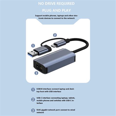 Adaptor Usb Type C La Retea Gigabit Ethernet Rj45 Placa Retea Usb 3 0 Compatibil Tableta Si